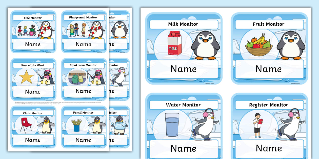 Penguin Jobs Monitor Cards | World Penguin Day | Twinkl EYFS