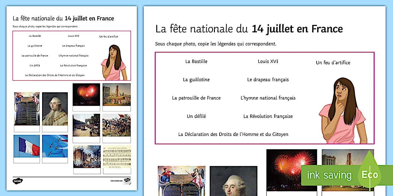 Bastille Day Photo Quiz Worksheet / Worksheet French