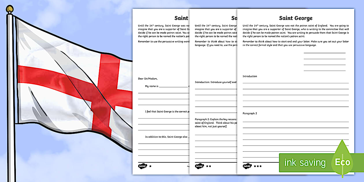 KS2 St. George's Day Persuasive Letter Differentiated Worksheet ...