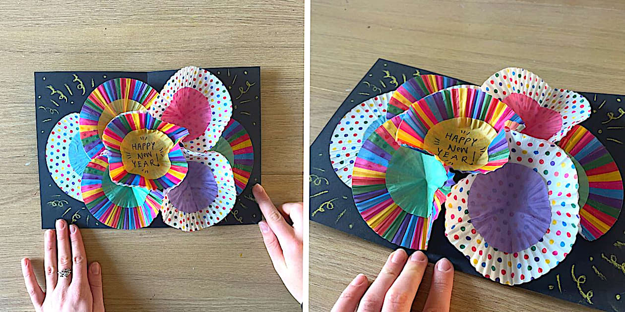 Pop-up Cupcake Case Firework Card | New Year Craft - Twinkl