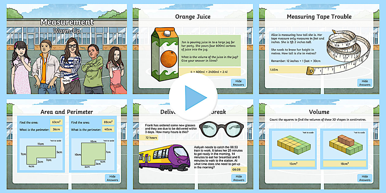 Year 5 Measurement Maths Warm-Up PowerPoint (teacher made)