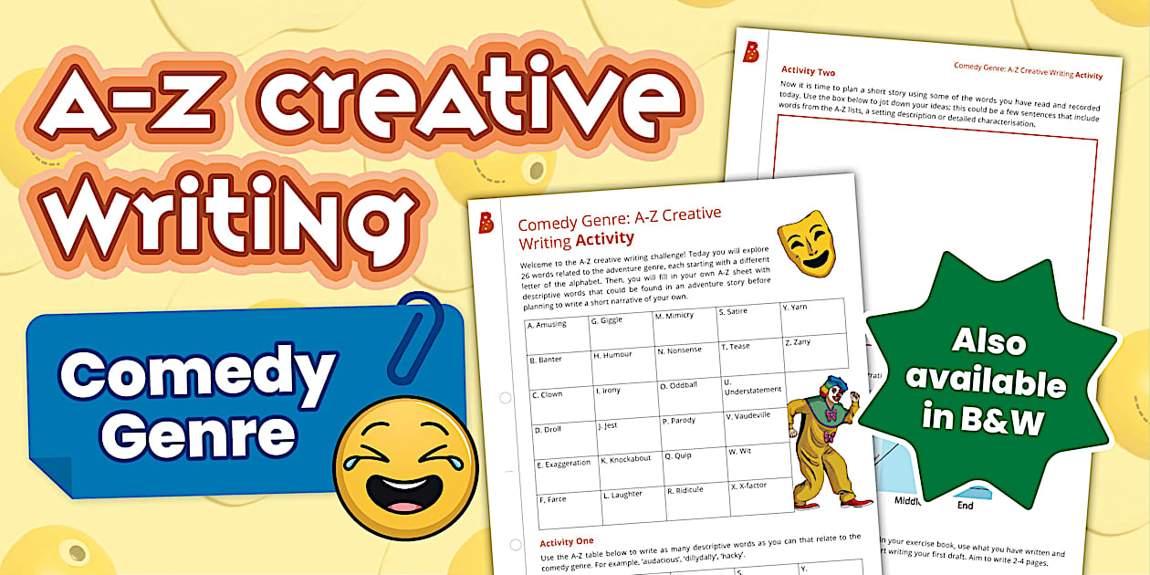 Comedy Genre: A-Z Creative Writing Activity