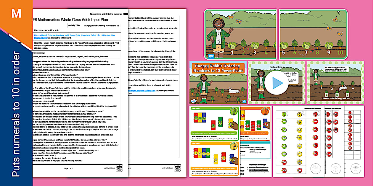 EYFS Maths: Hungry Rabbit Ordering Numbers to 10 Adult Input