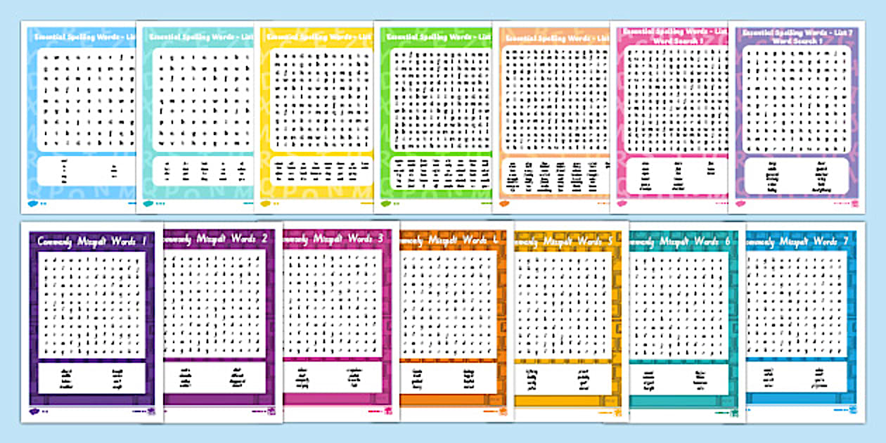 Important Spelling Words (1-7) Word Search Pack | Twinkl