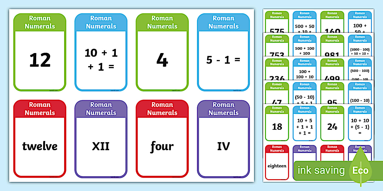 👉 Roman Numerals Go Fish Style Game - Maths Games