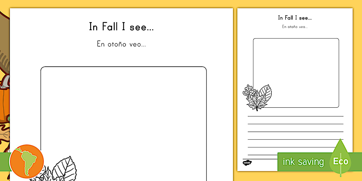 In Fall I See Writing Frame English/Spanish (teacher made)
