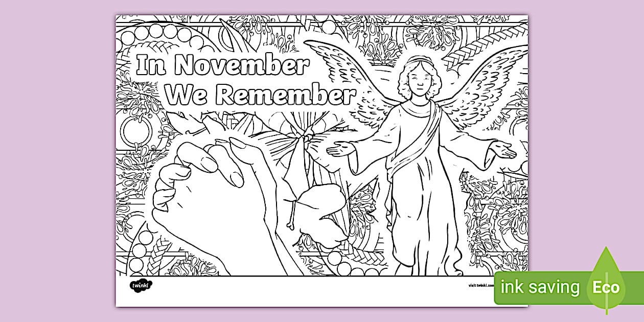 In November We Remember Mindfulness Colouring In - Twinkl