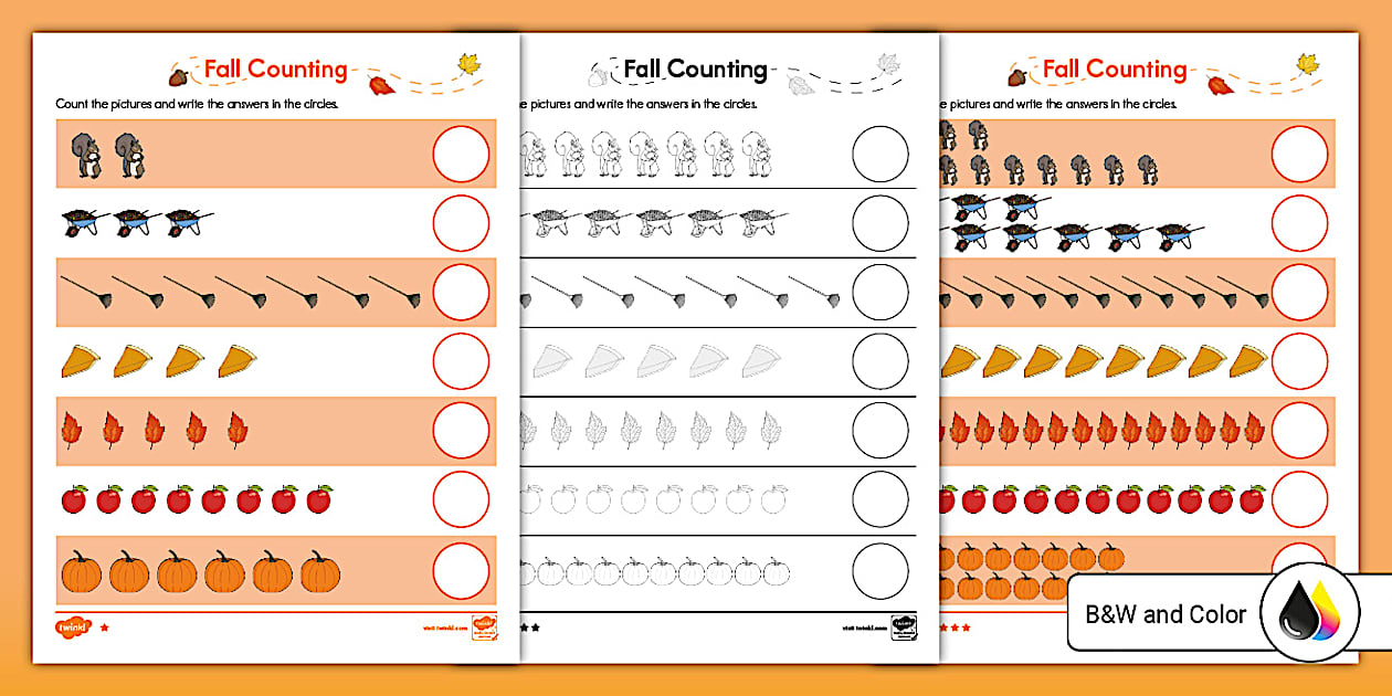 Fall Differentiated Counting Worksheet (teacher made)