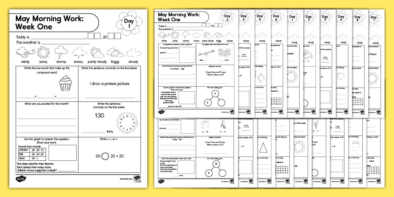 First Grade May Morning Work Bundle (Teacher-Made) - Twinkl
