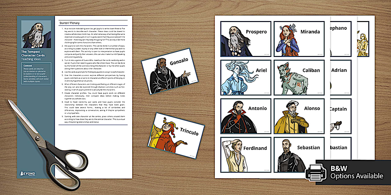 The Tempest Character Cards Pack (teacher made) - Twinkl