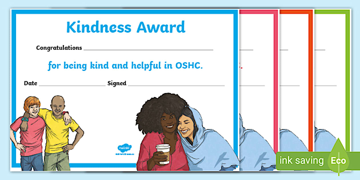 OSHC Kindness Award Certificate (teacher made) - Twinkl