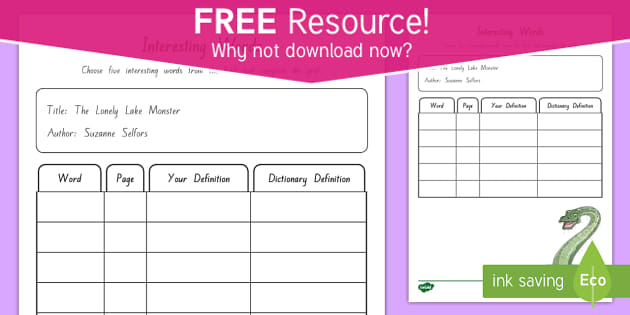 FREE! - Years 3 and 4 Chapter Chat Week 2 Interesting Vocabulary ...