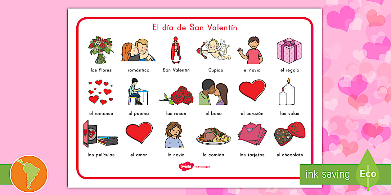 Tapiz de vocabulario: Día de San Valentín - Twinkl