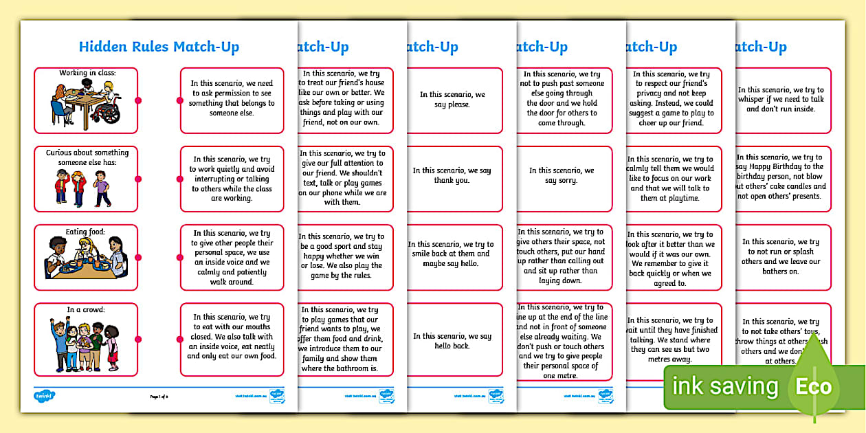 Unspoken Social Rules | Social Rules Worksheet | Twinkl