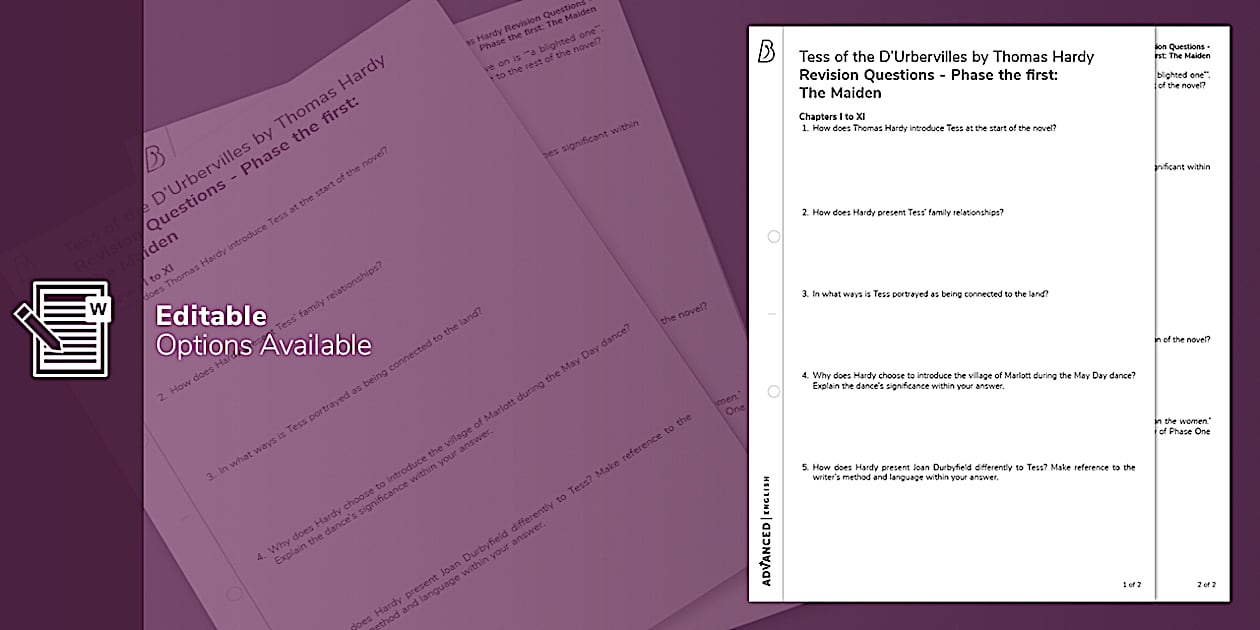 Tess of the D’Urbervilles Revision Questions Phase the First
