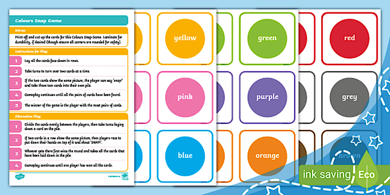 Colours Snap Game (teacher made) - Twinkl
