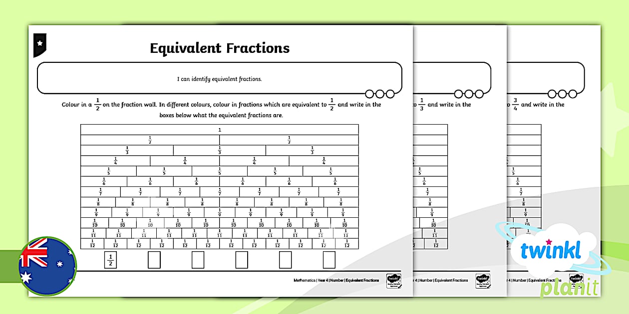 Year 4 Number: Equivalent Fractions Home Learning Tasks - Twinkl