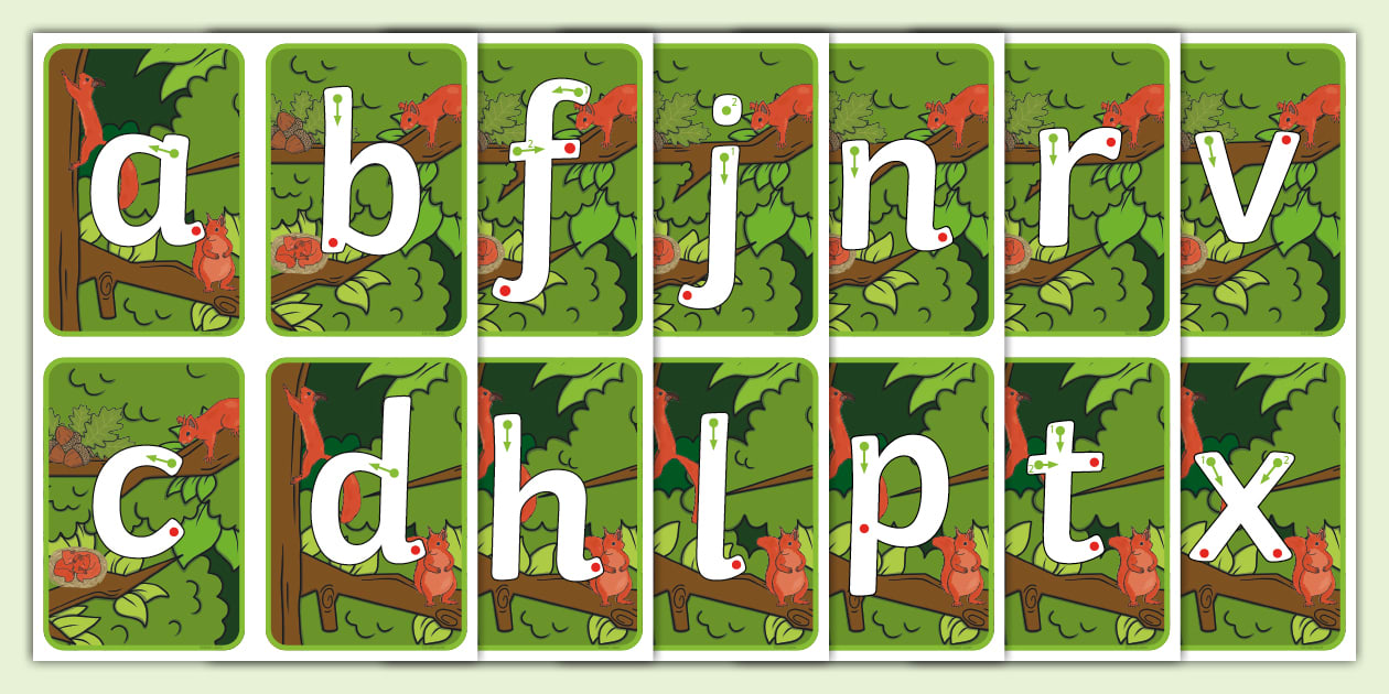 Squirrels and Acorns Themed Letter Formation Cards - Twinkl
