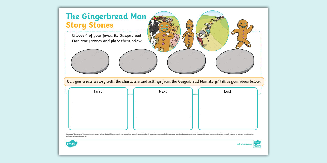 The Gingerbread Man Story Stones Planning Sheet - Twinkl