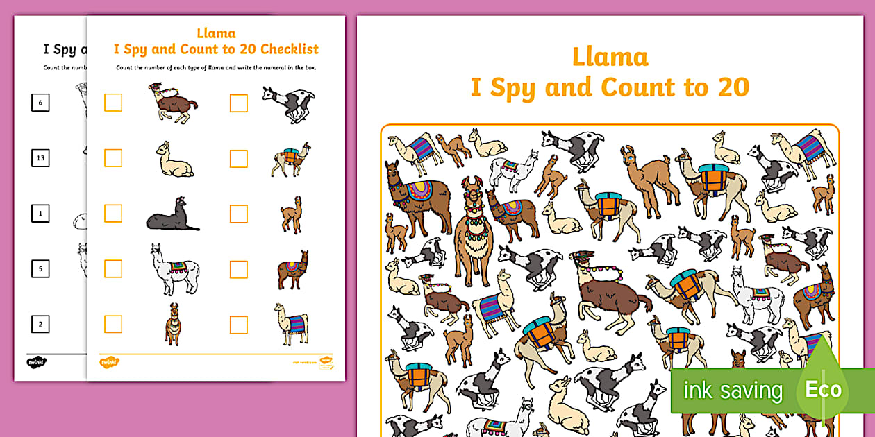 Llama I Spy and Count to 20 (teacher made) - Twinkl