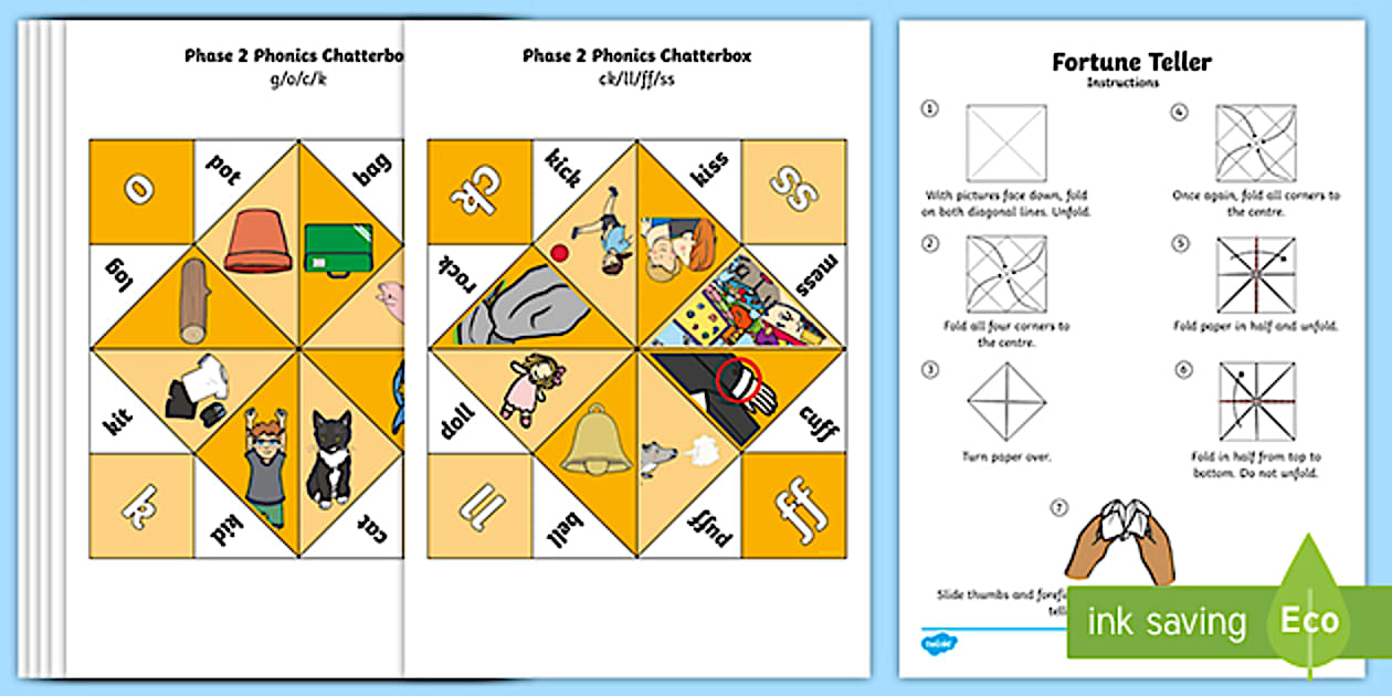 Black and White Phase 2 Phonics Chatterbox Pack - Twinkl