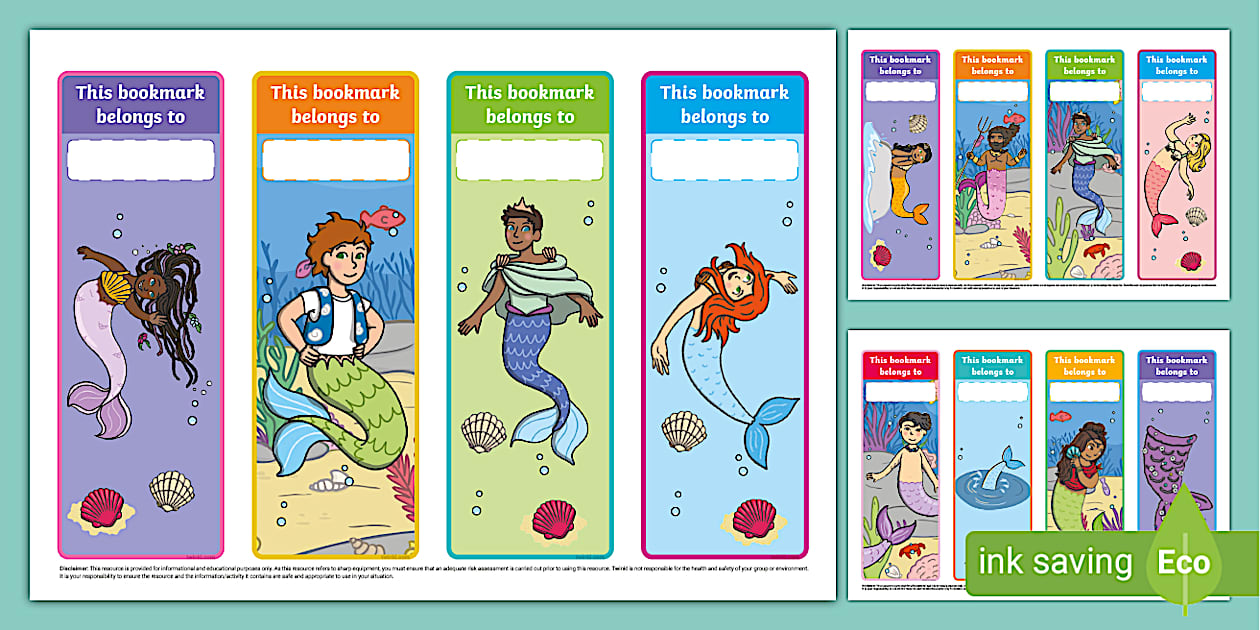 Merman and Mermaid Themed Bookmarks (teacher made) - Twinkl