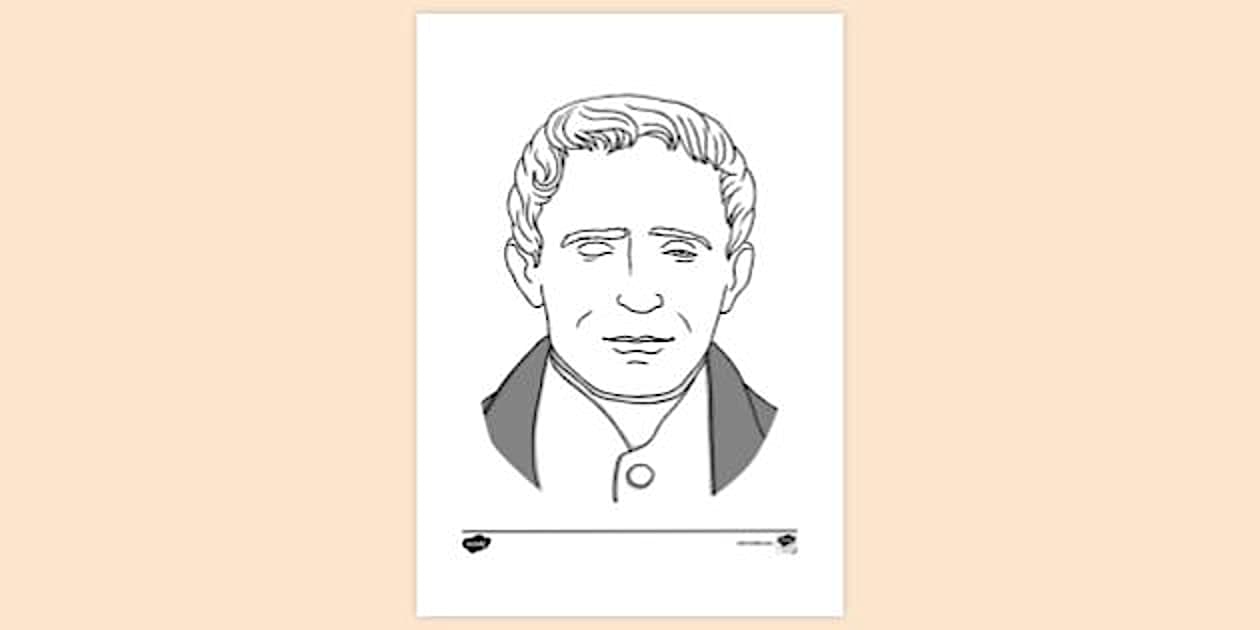 Louis Braille Colouring Sheet - Twinkl Resources - Twinkl