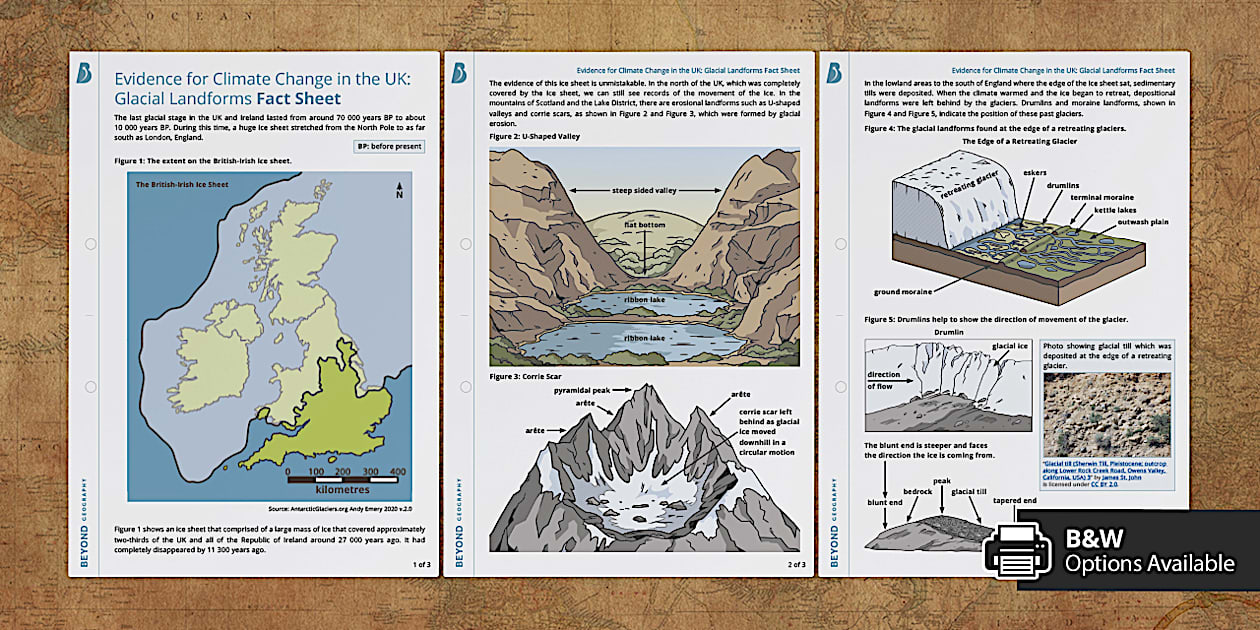 GCSE Evidence of Climate Change: Glacial Landforms Fact Sheet