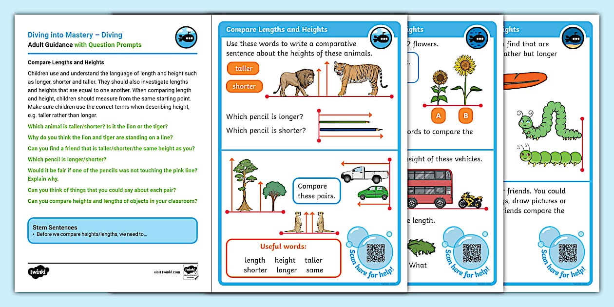 👉 Y1 DiM: Step 1 Compare Lengths and Heights Activity Cards