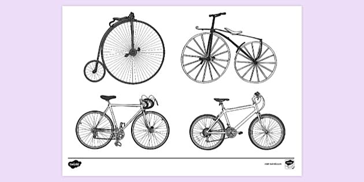 Vintage Cycling Colouring Page | Colouring Sheets - Twinkl