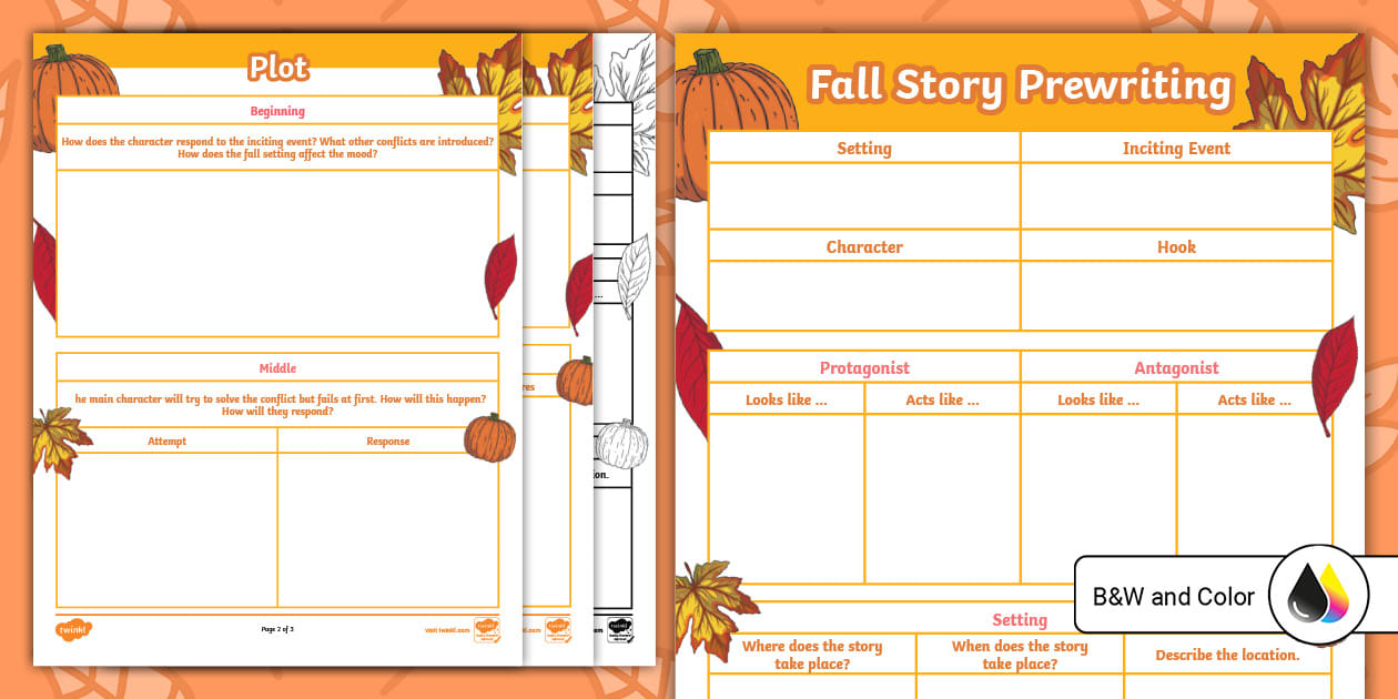 Fall Story Prewriting for 6th-8th Grade (teacher made)