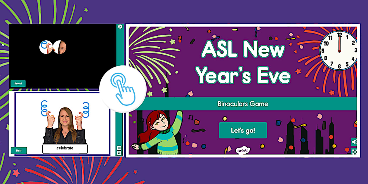 ASL New Year's Eve Interactive Binoculars Game - Twinkl
