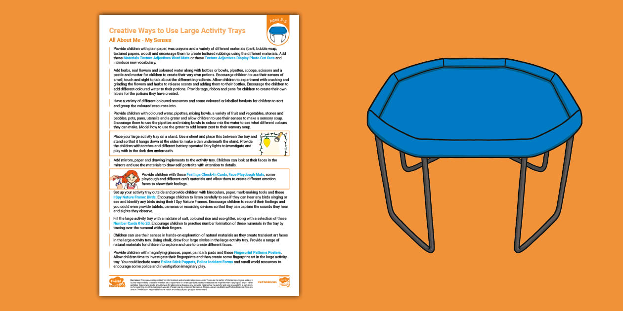 EYFS Ways to Use Large Activity Trays:All About Me My Senses