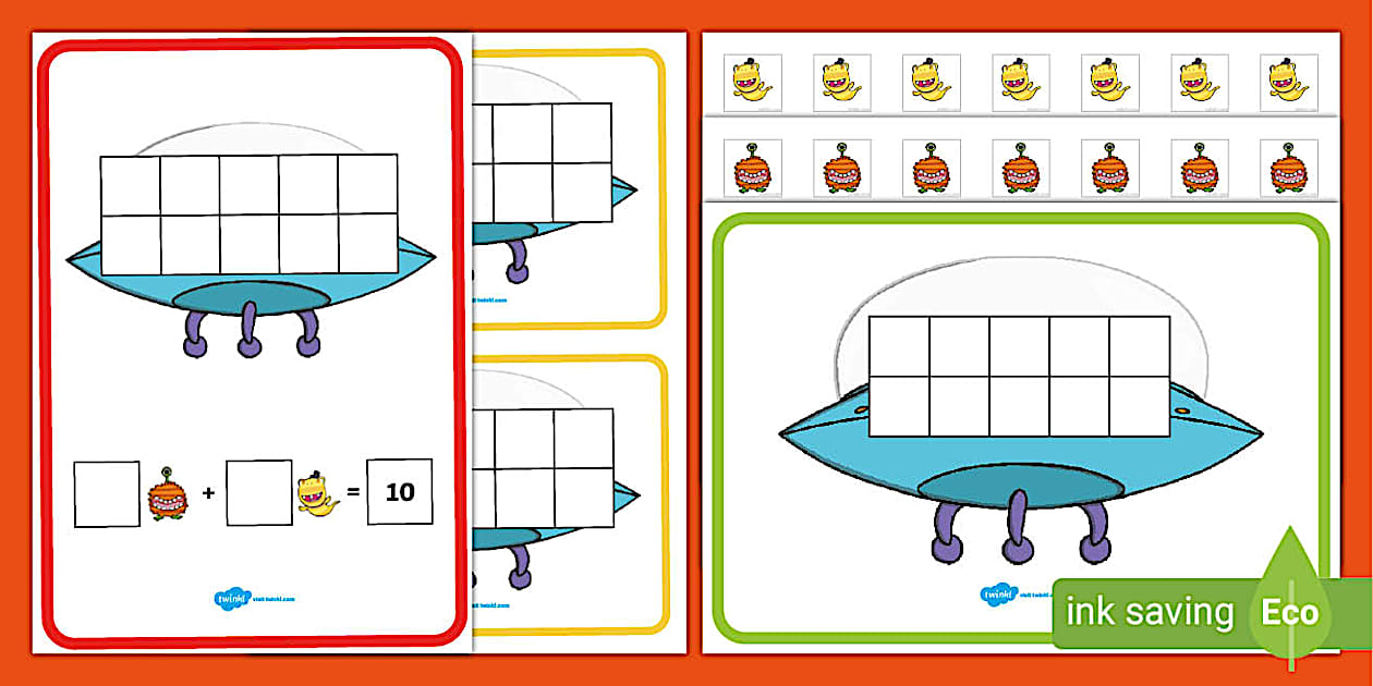 👉 Alien Ten-Frame Number Bonds to Ten Activity - Twinkl