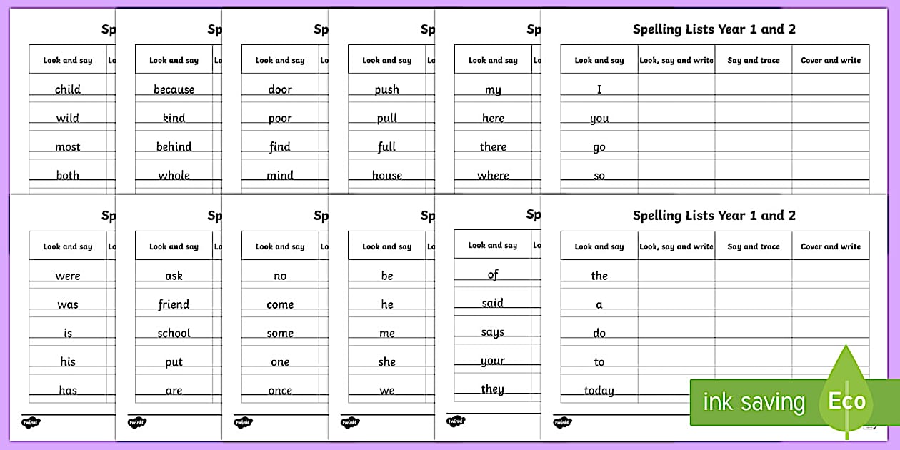 Editable Year 1 & 2 Spelling Test for Kids - Practice Sheets Resource Pack