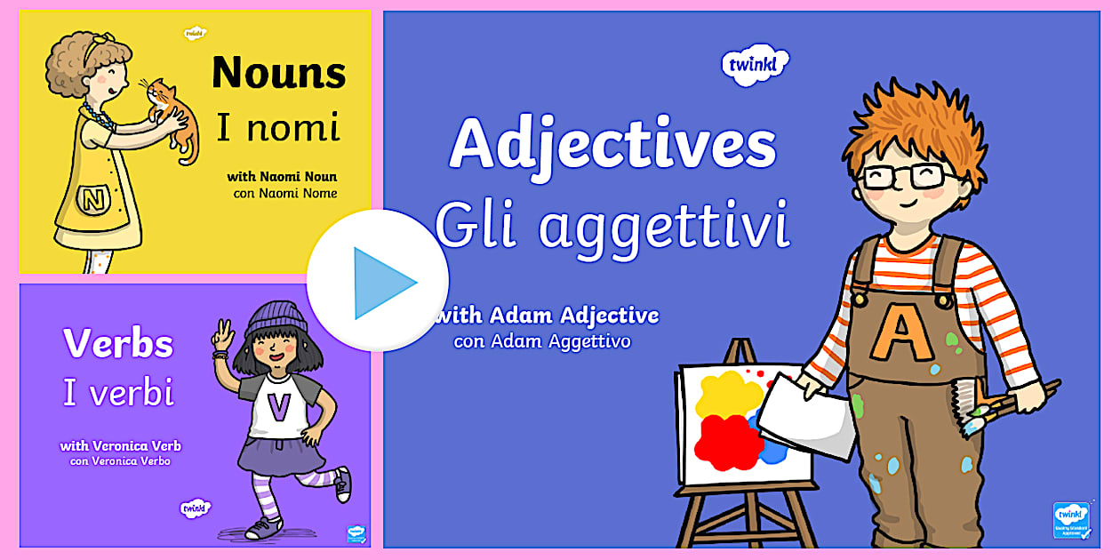 Grammar Gang Nouns Adjectives Adverbs Teaching Pack English/Italian ...