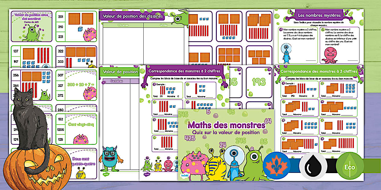 Monster Math Halloween Place Value Activity Pack French