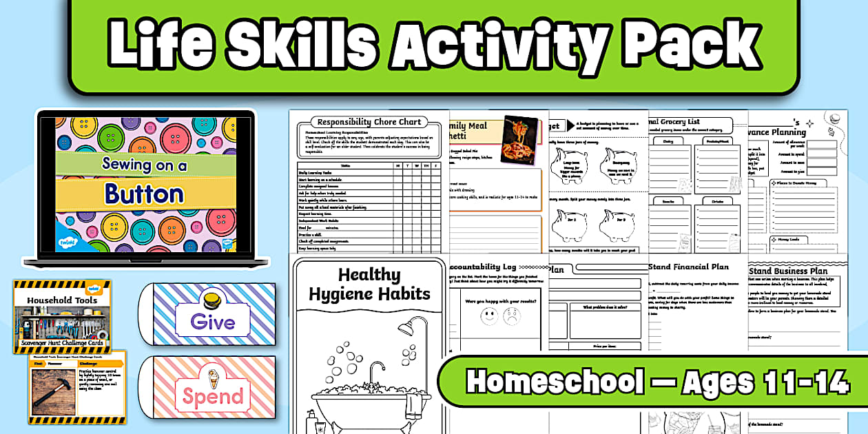 Life Skills Activity Pack for Homeschool Ages 11-14