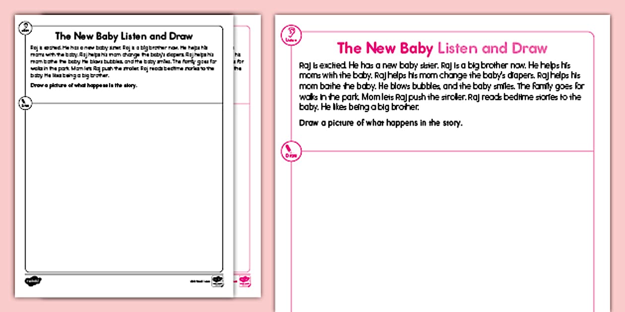 Prekindergarten Reading Passage The New Baby Listen and Draw