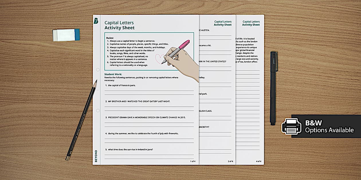 Capital Letters (Activity Sheet) (teacher made) - Twinkl