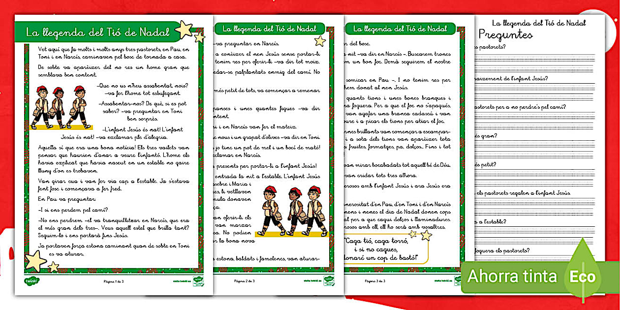 Comprensió lectora: La llegenda del Tió de Nadal - Català