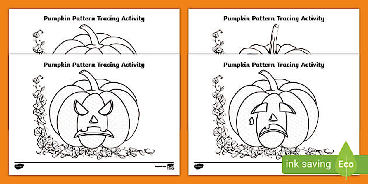 Pumpkin Pattern Tracing Activity (teacher made) - Twinkl