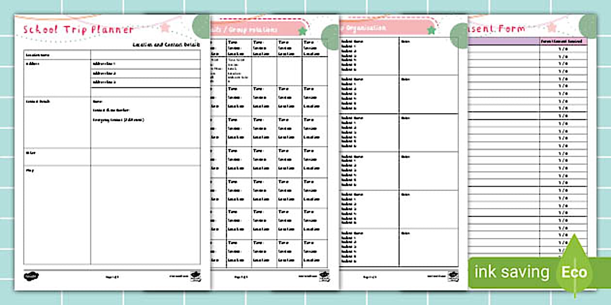 School Trip Planning Sheets | Twinkl Busy Bees - Twinkl