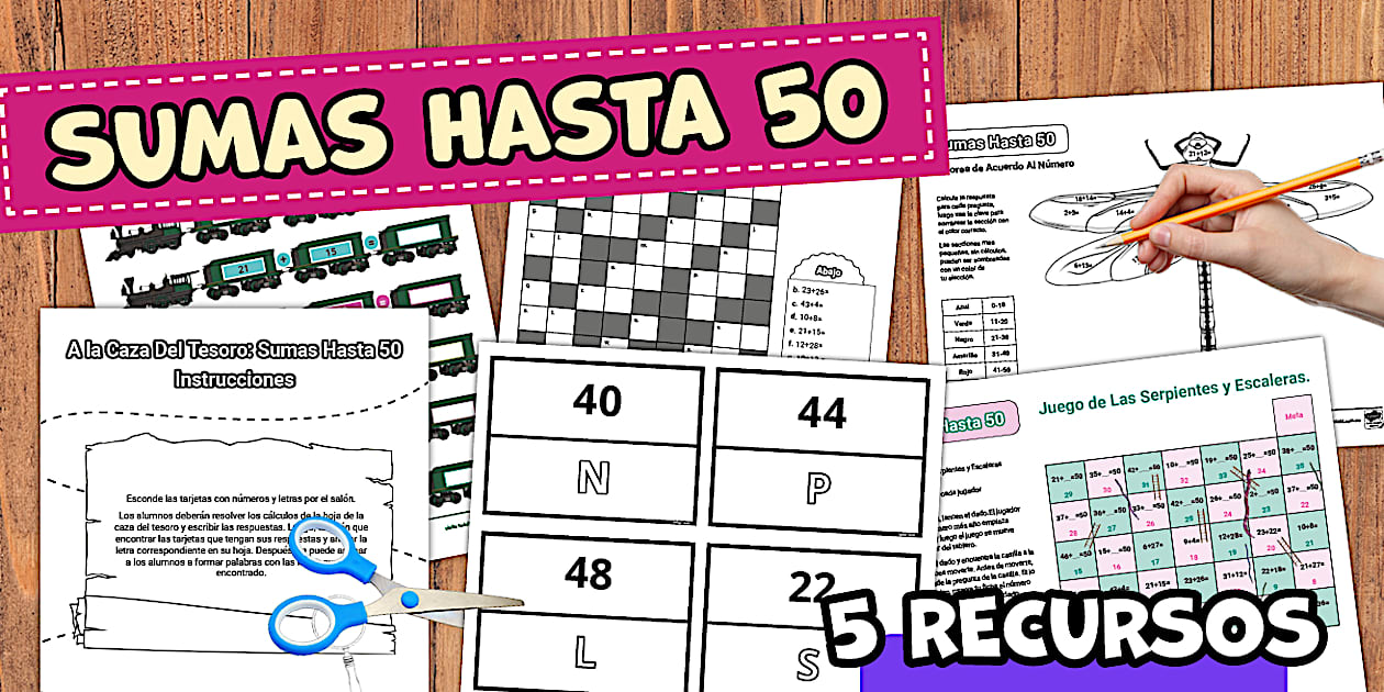 Paquete Matemático: Sumas Hasta 50 - Twinkl Colombia
