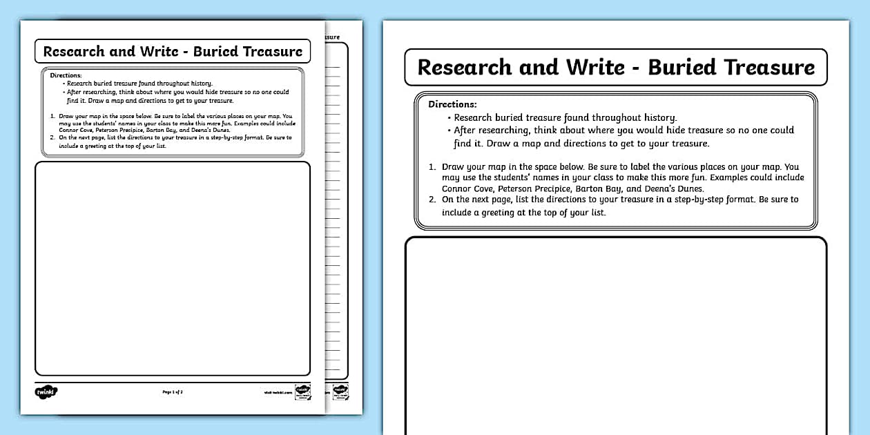 Research and Write Buried Treasure 6th-8th Grade - Twinkl