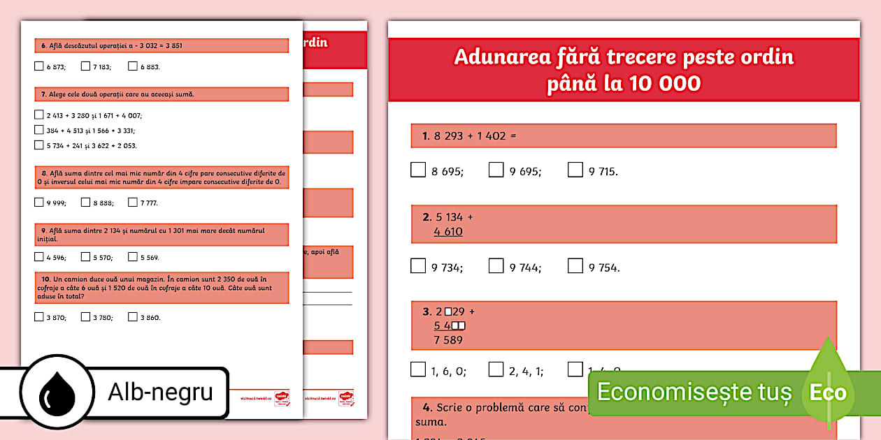 Adunarea fără trecere peste ordin până la 10 000 evaluare