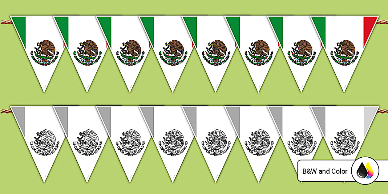 Mexico Flag Bunting (teacher made) - Twinkl