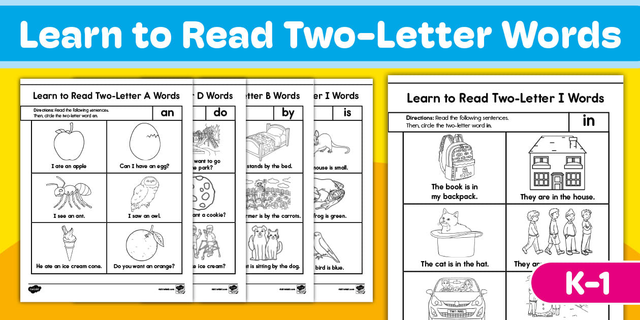Learn to Read Two-Letter Words Reading Practice Worksheets
