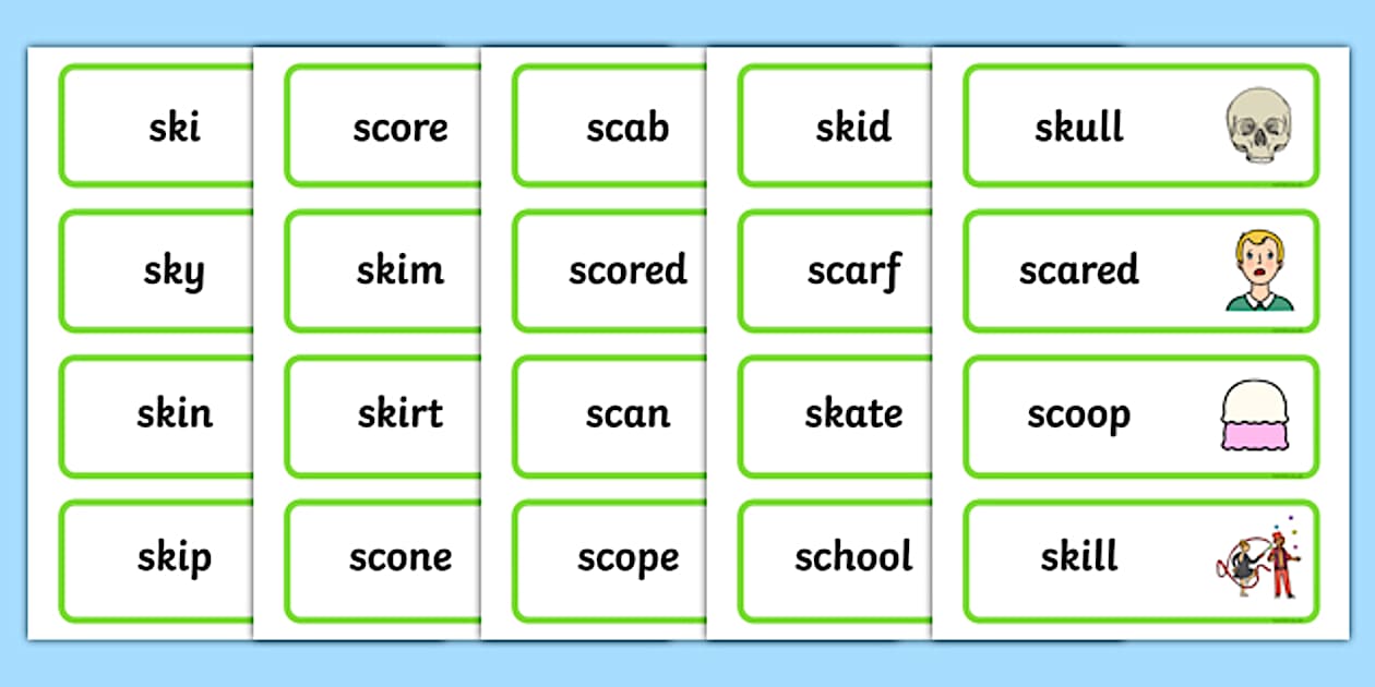 Cursive SC, SK Word Cards (teacher made) - Twinkl