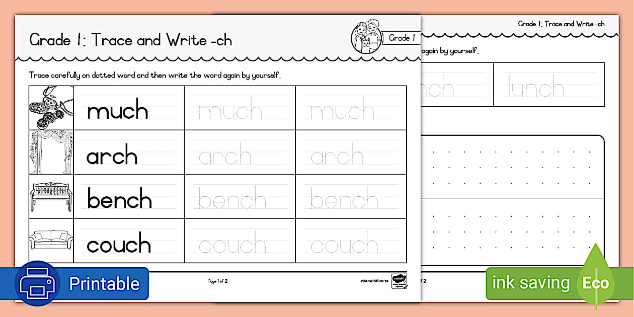 Grade 1 Phonics Trace and Write -ch (l'insegnante ha fatto)
